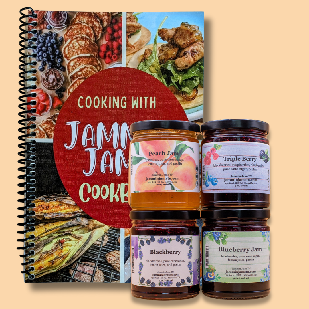 4 Pack - 4 Fruit Jams + Cookbook – JamminJamsTN